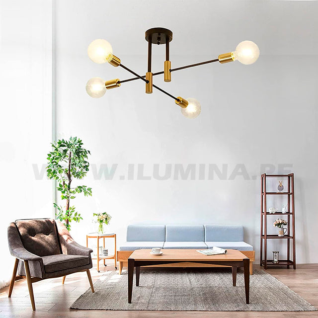 LÁMPARA COLGANTE PAULINA BLACK AND GOLD LED + FOCO LED G95 PAVONADO 10 ...