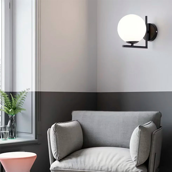 LÁMPARA DE PARED INTERIOR LUX BLACK LED + FOCO LED FILAMENTO G45 4W E2 ...