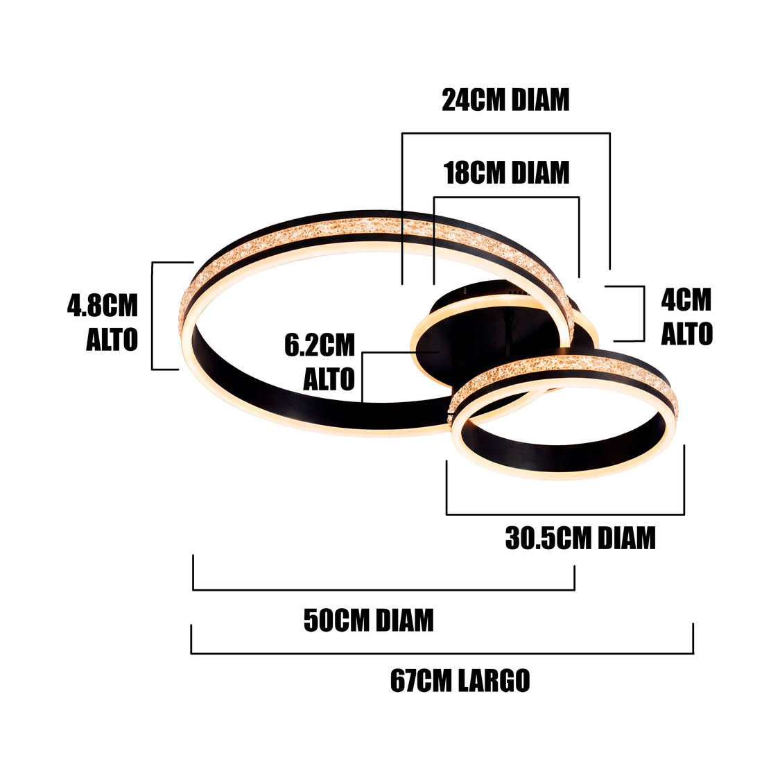 Lámpara de Techo Elena Gold LED + Control Remoto | i-Lumina