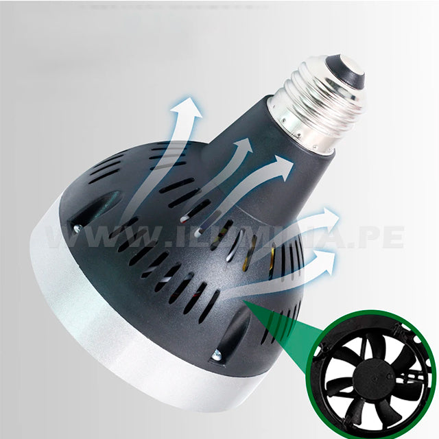 FOCO LED PAR30 45W 45° 3000K LUZ CÁLIDA E27 BASE COLOR NEGRO + PLATEAD ...